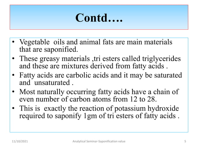 SAPONIFICATION VALUE | PPTX