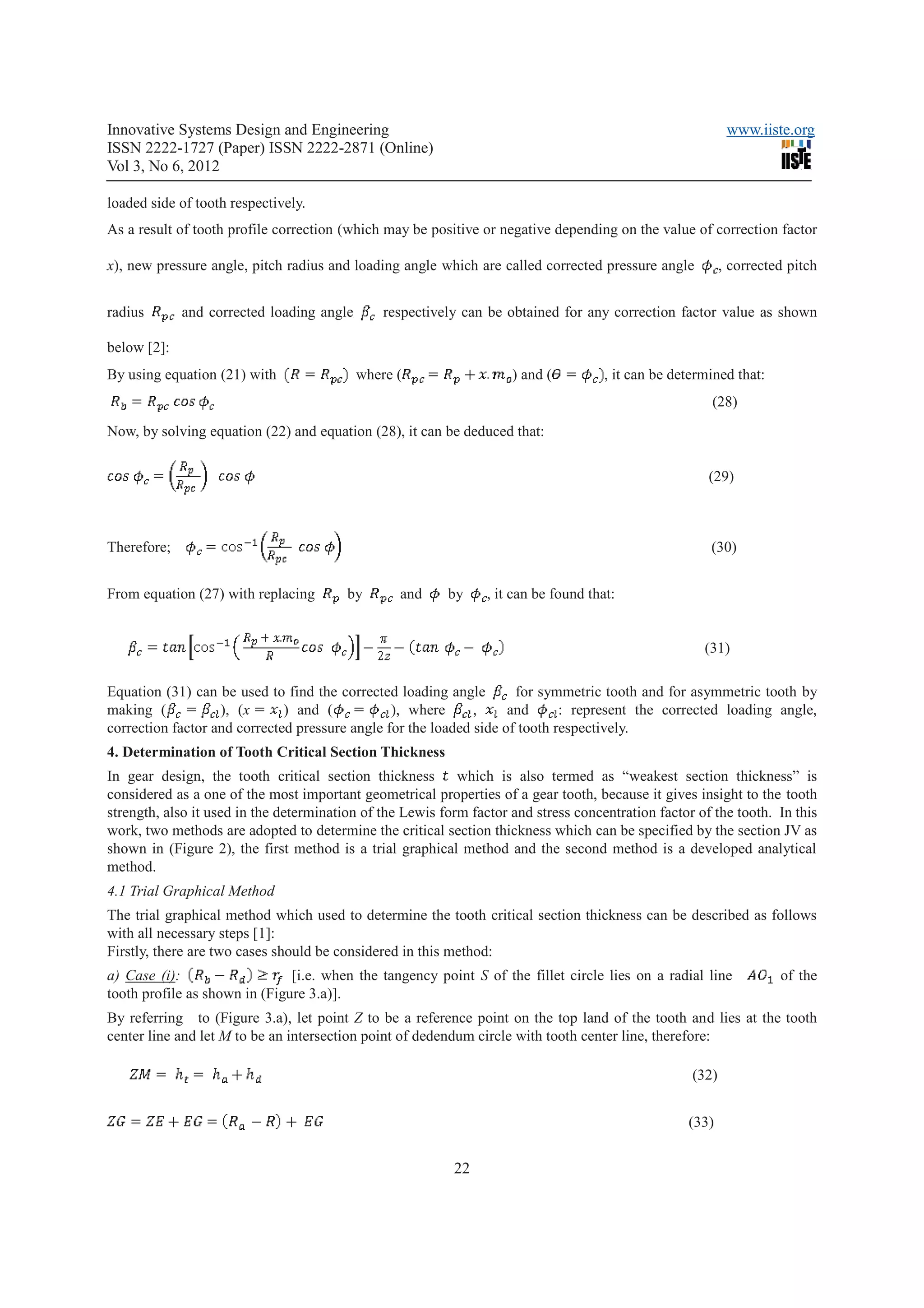 Analytical solution of bending stress equation for symmetric and asymmetric involute gear teeth ...