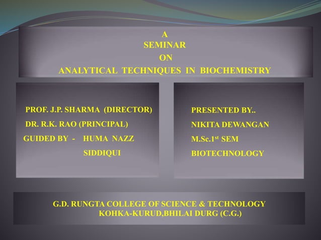 Analytical techniques ppt | PPTX | Chemistry | Science