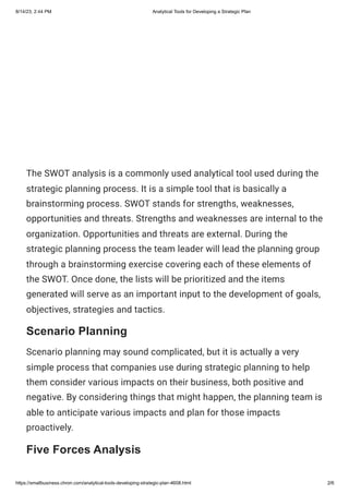 Analytical Tools for Developing a Strategic Plan.pdf