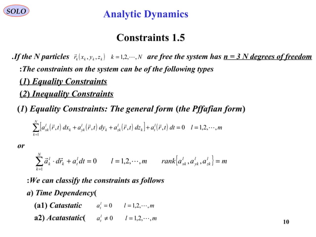 Analytic dynamics | PPT