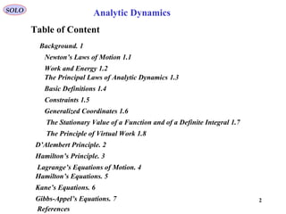 Analytic dynamics | PPT