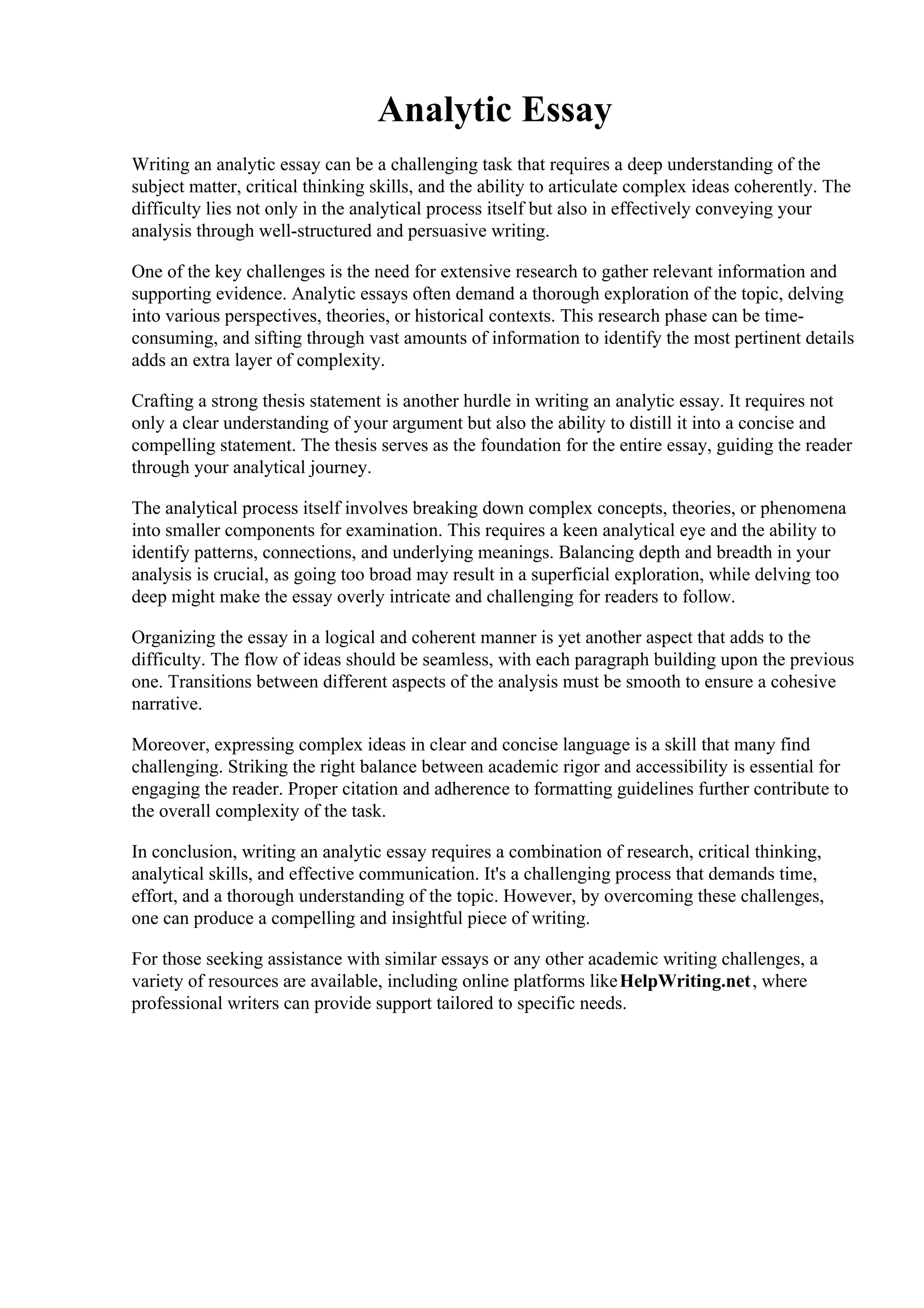 Analytic Essay. Example analysis essay. 6 Analytical Essay Examples ...