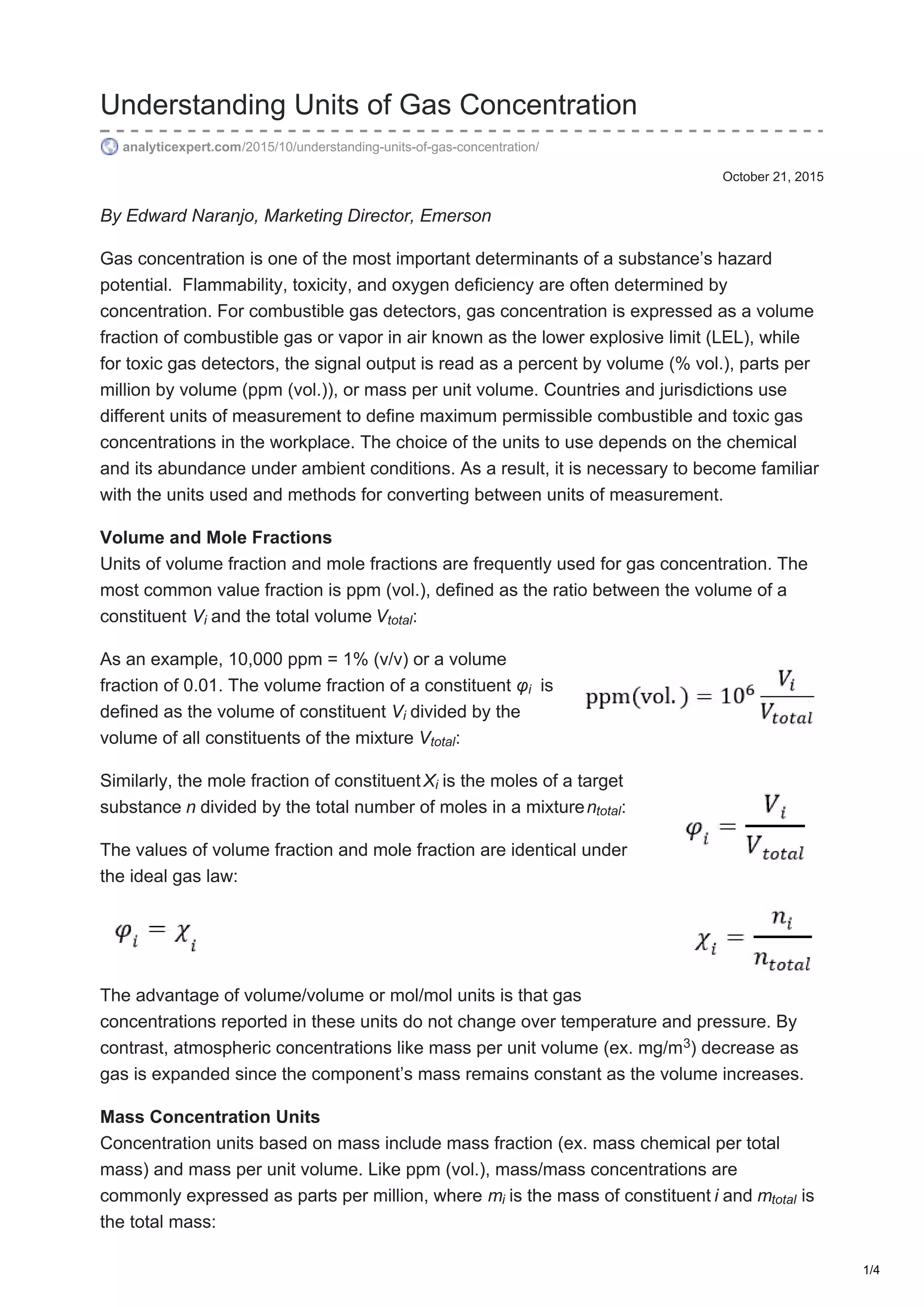 Understanding units of gas concentration | PDF