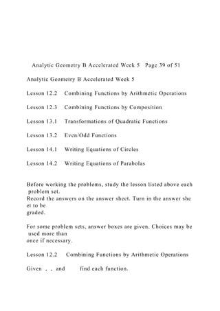 Analytic Geometry B Accelerated Week 5 Page 39 of 5.docx | Physics | Science
