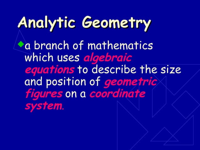 Analytic geometry basic concepts