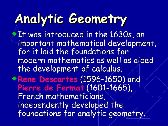 Rene Descartes Analytic Geometry