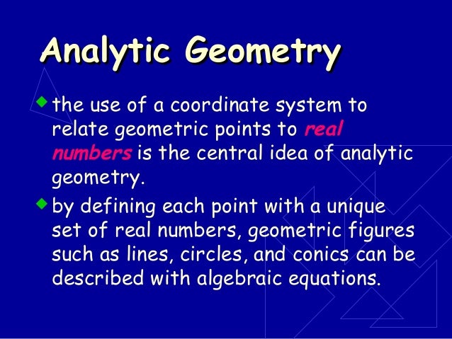 Analytic geometry basic concepts