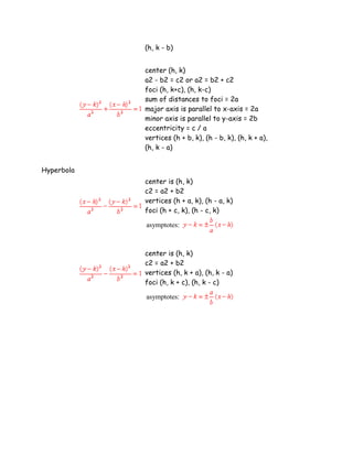 Analytic geometry formulas | DOCX
