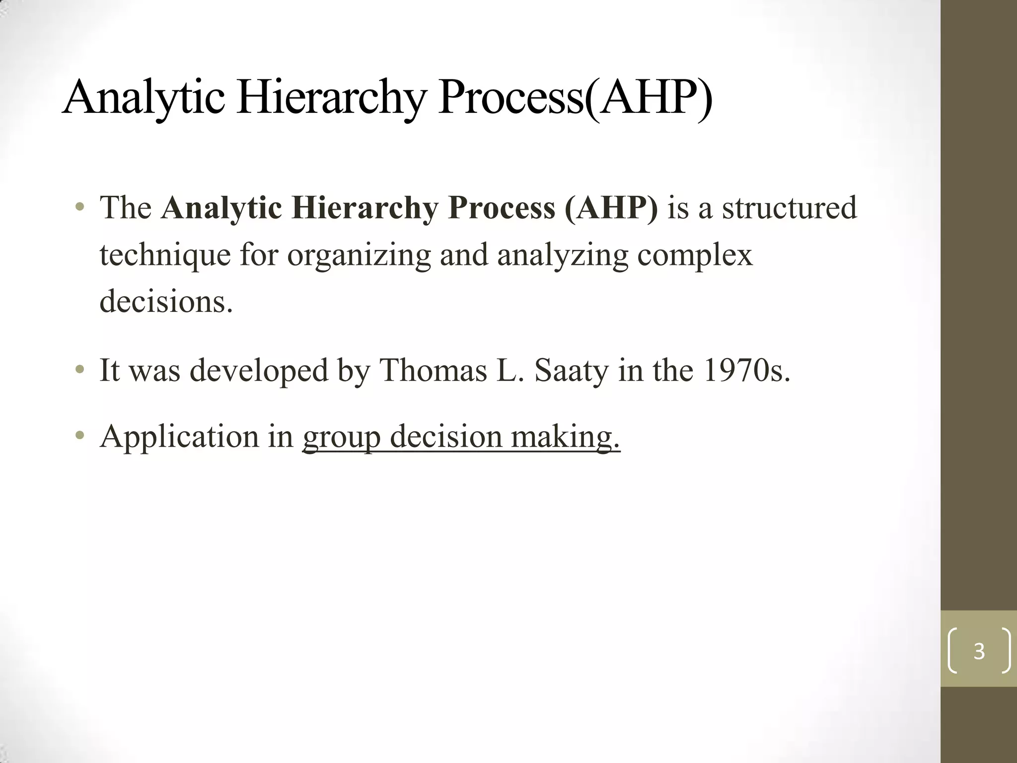 Analytic hierarchy process | PPT Analytic hierarchy process | PPT