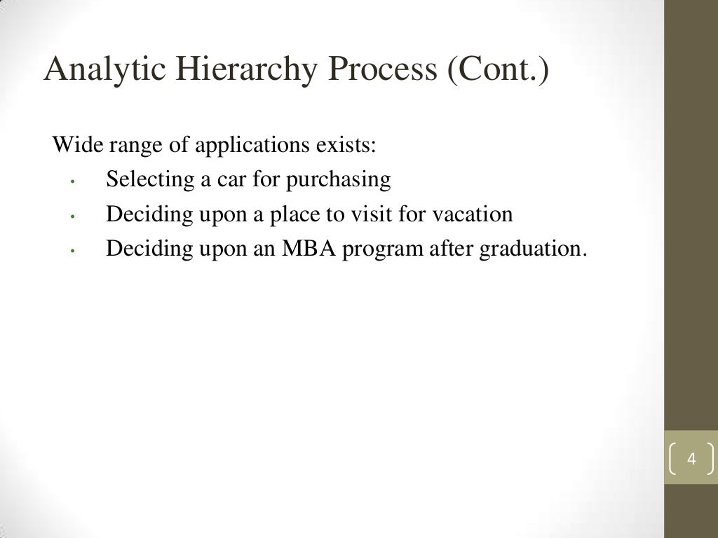 Analytic hierarchy process