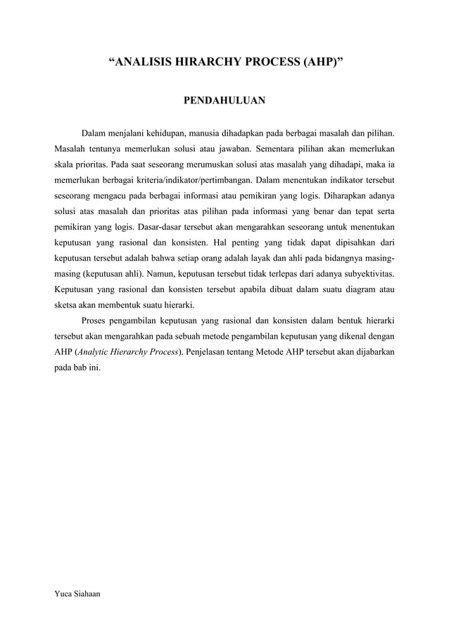 Analytic hierarchy process | PDF