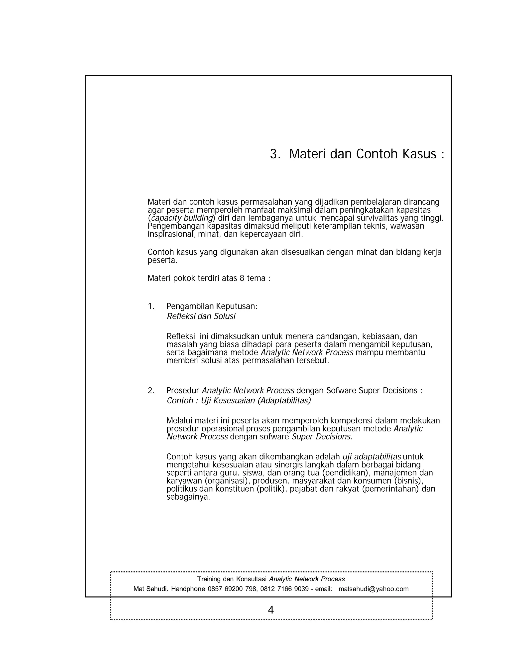 ANALYTIC NETWORK PROCESS: TRAINING | PDF