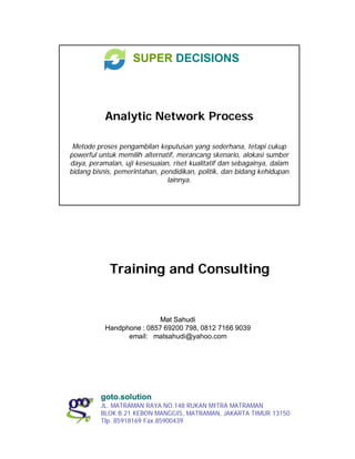 ANALYTIC NETWORK PROCESS: TRAINING | PDF