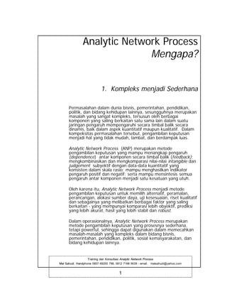 ANALYTIC NETWORK PROCESS: TRAINING | PDF