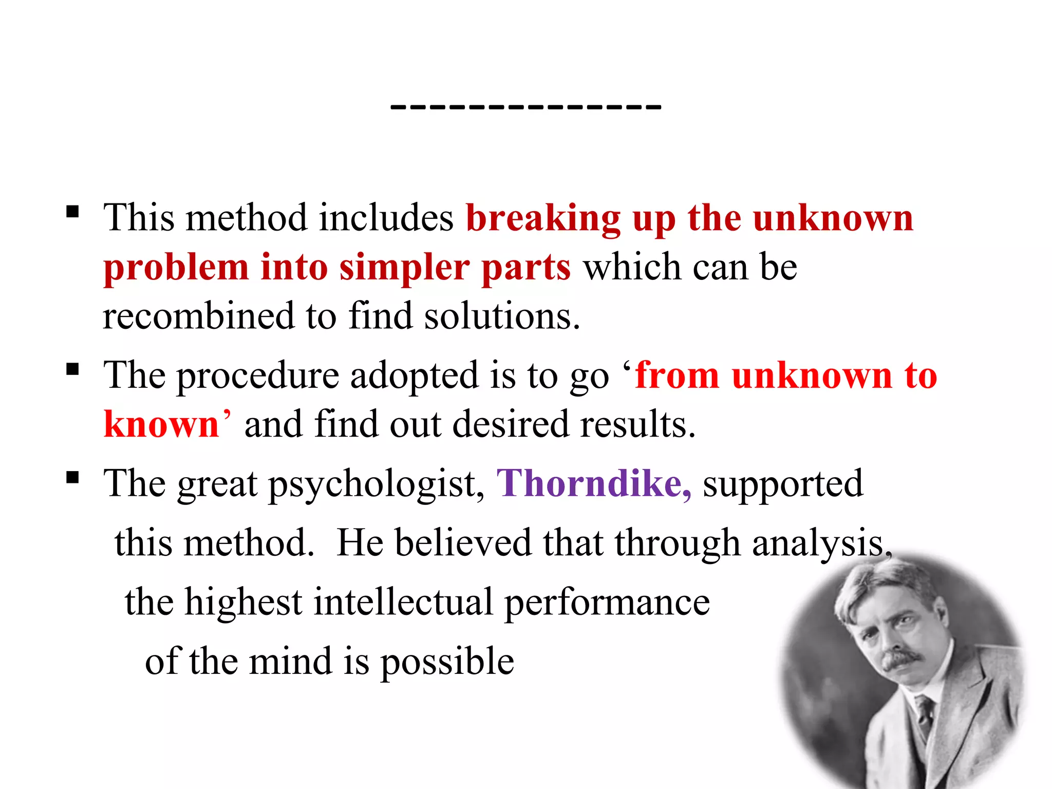 Analytico - synthetic method of teaching mathematics | PPT