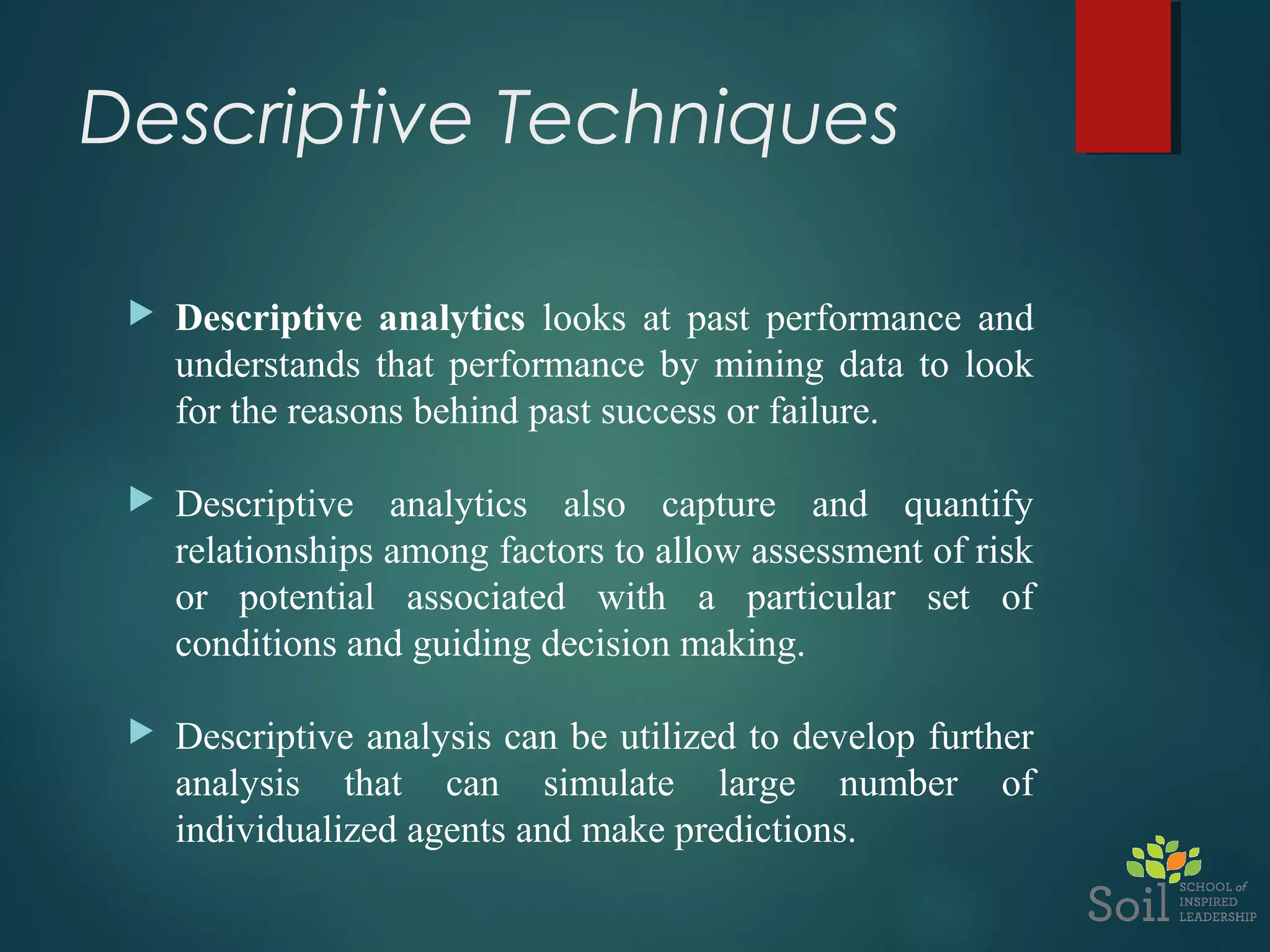 Analytics with Descriptive, Predictive and Prescriptive Techniques | PPT
