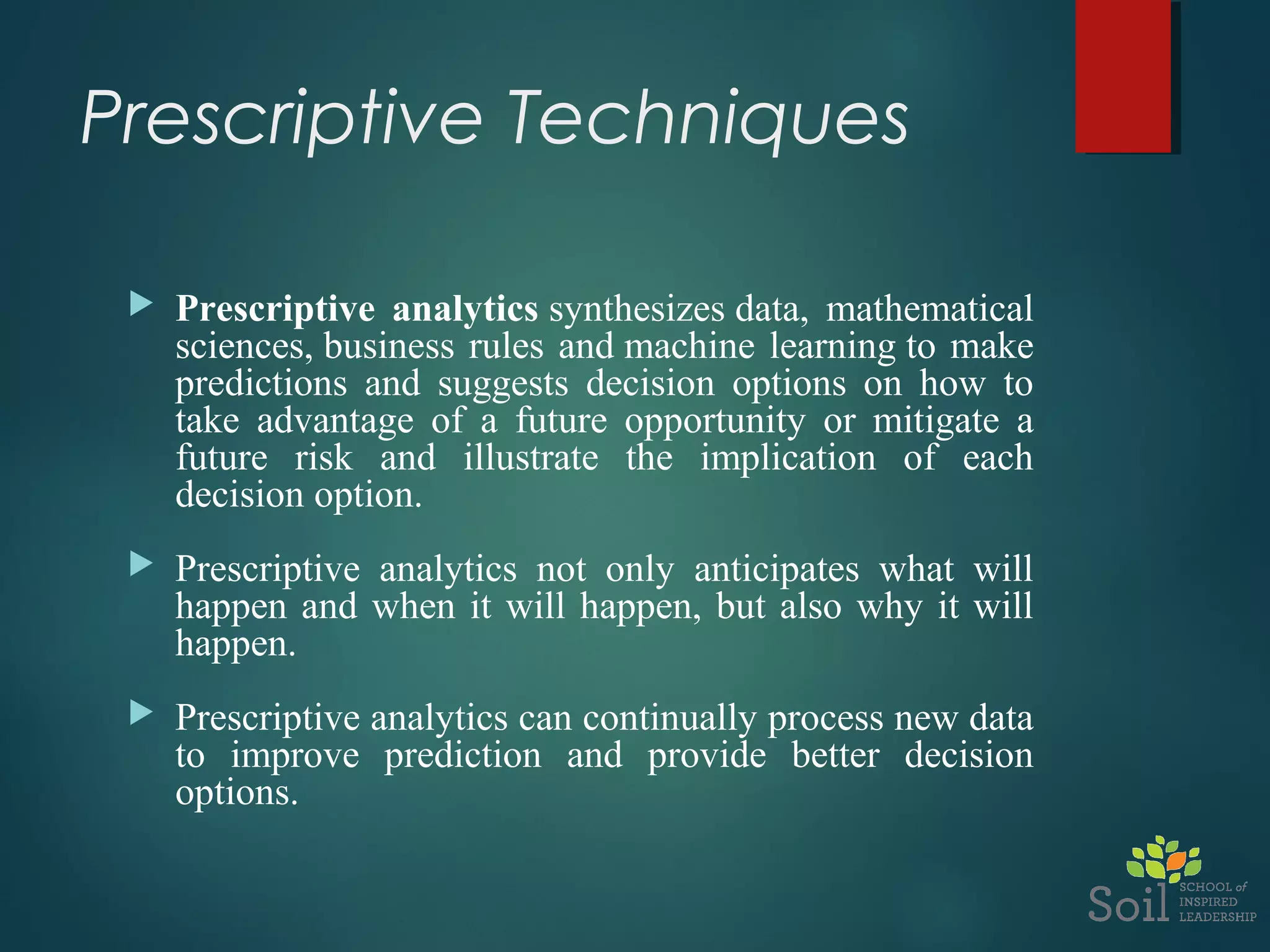 Analytics with Descriptive, Predictive and Prescriptive Techniques | PPT