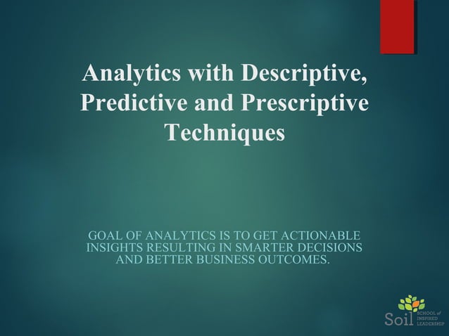 Analytics with Descriptive, Predictive and Prescriptive Techniques | PPT