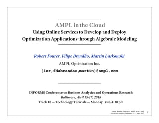 AMPL in the Cloud | PDF