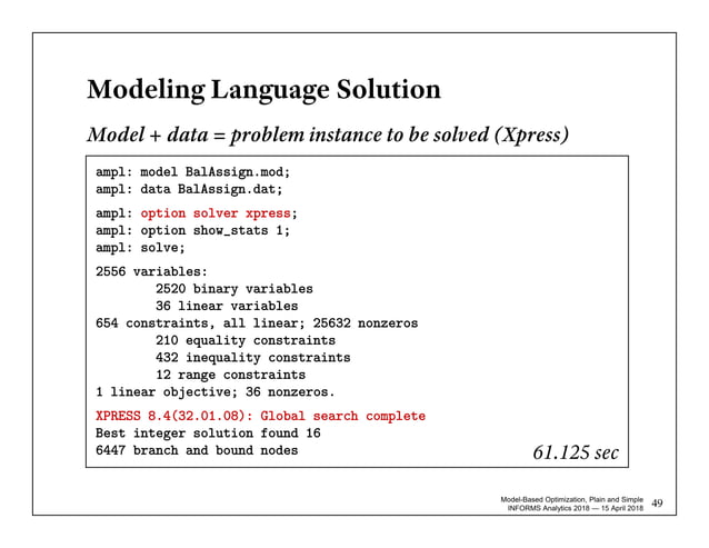 AMPL Workshop, part 1: Model-Based Optimization, Plain and Simple | PPT