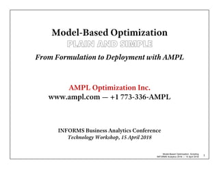 AMPL Workshop, part 2: From Formulation to Deployment | PPT