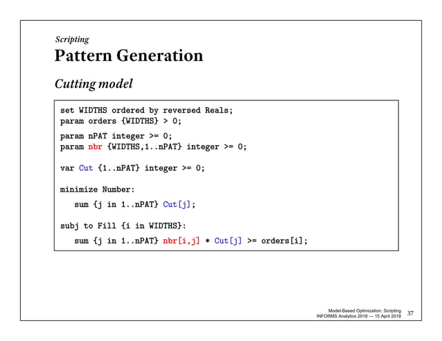 AMPL Workshop, part 2: From Formulation to Deployment | PPT