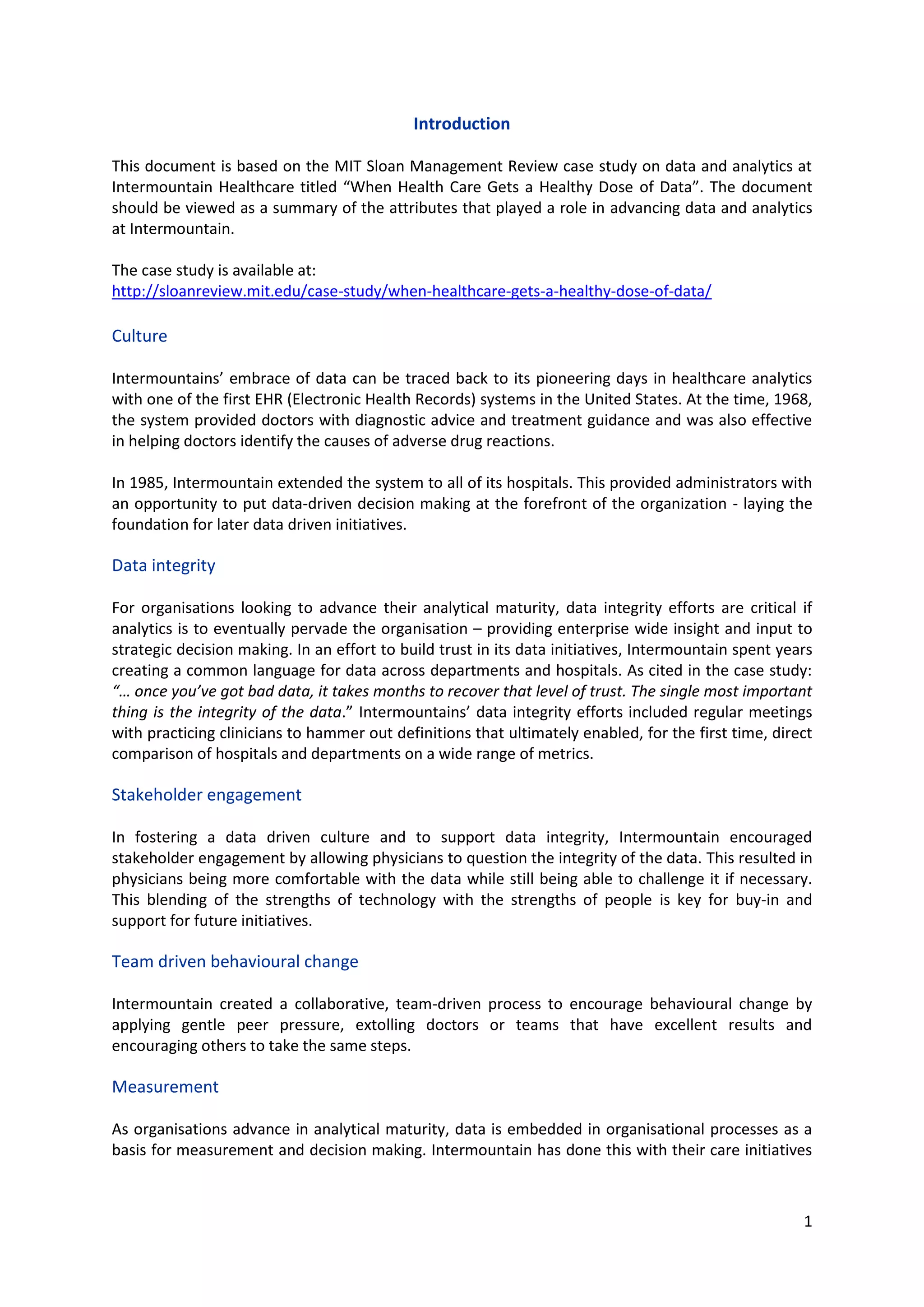 Review of mit sloan management review case study on analytics at ...