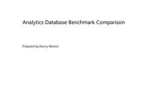 Analytics DB Benchmark | PPTX | Databases | Computer Software and Applications