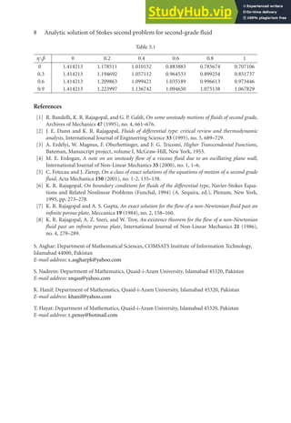 Analytic Solution Of Stokes Second Problem For Second-Grade Fluid | PDF