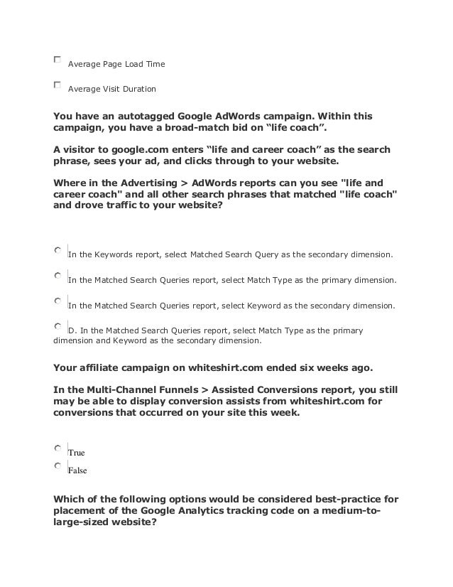 Google Analytics Questions Answer Prepration