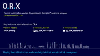 ORX Analytics & Scenario Forum 2019 - summary | PPT