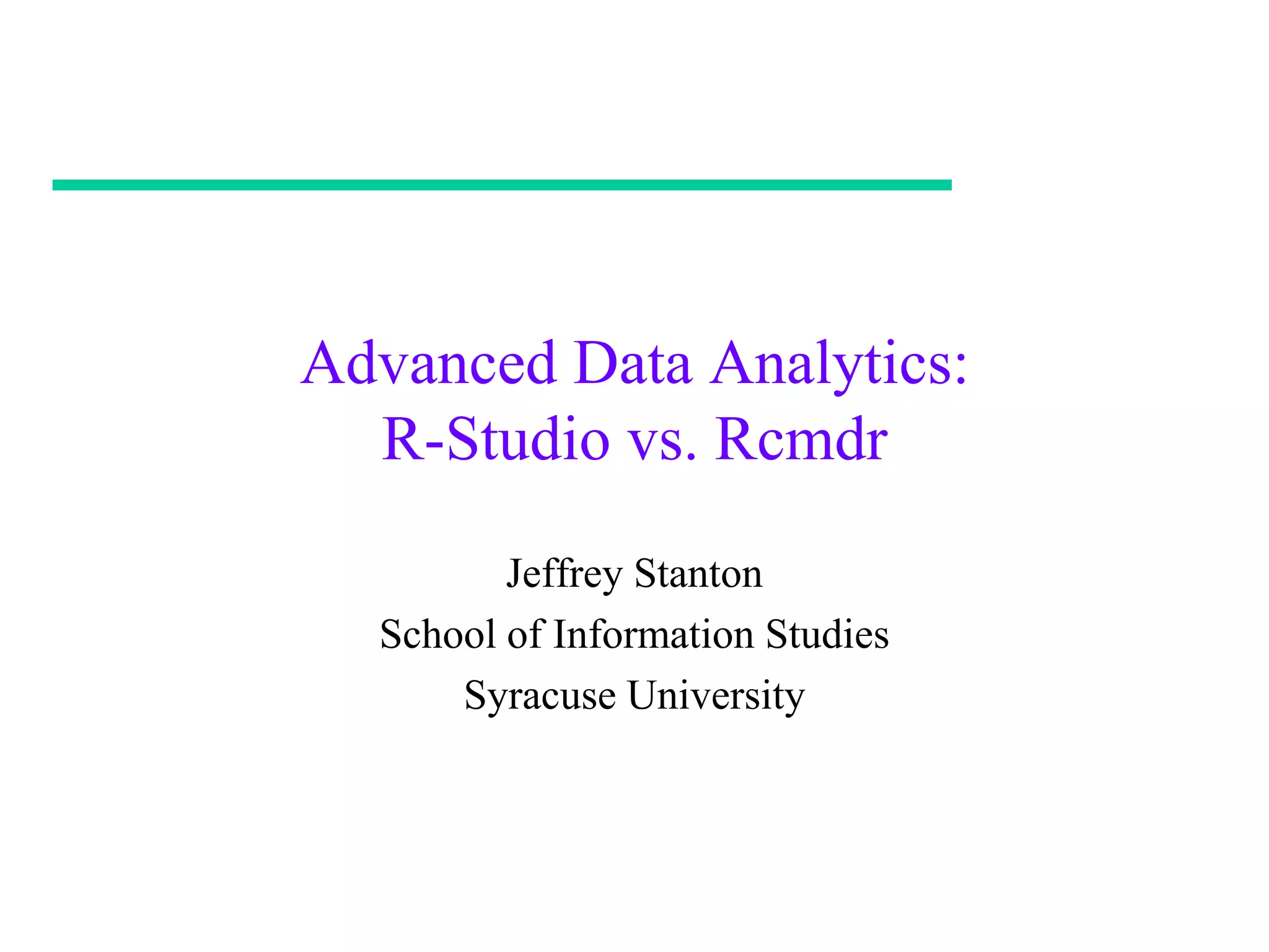 R-Studio Vs. Rcmdr | PPTX
