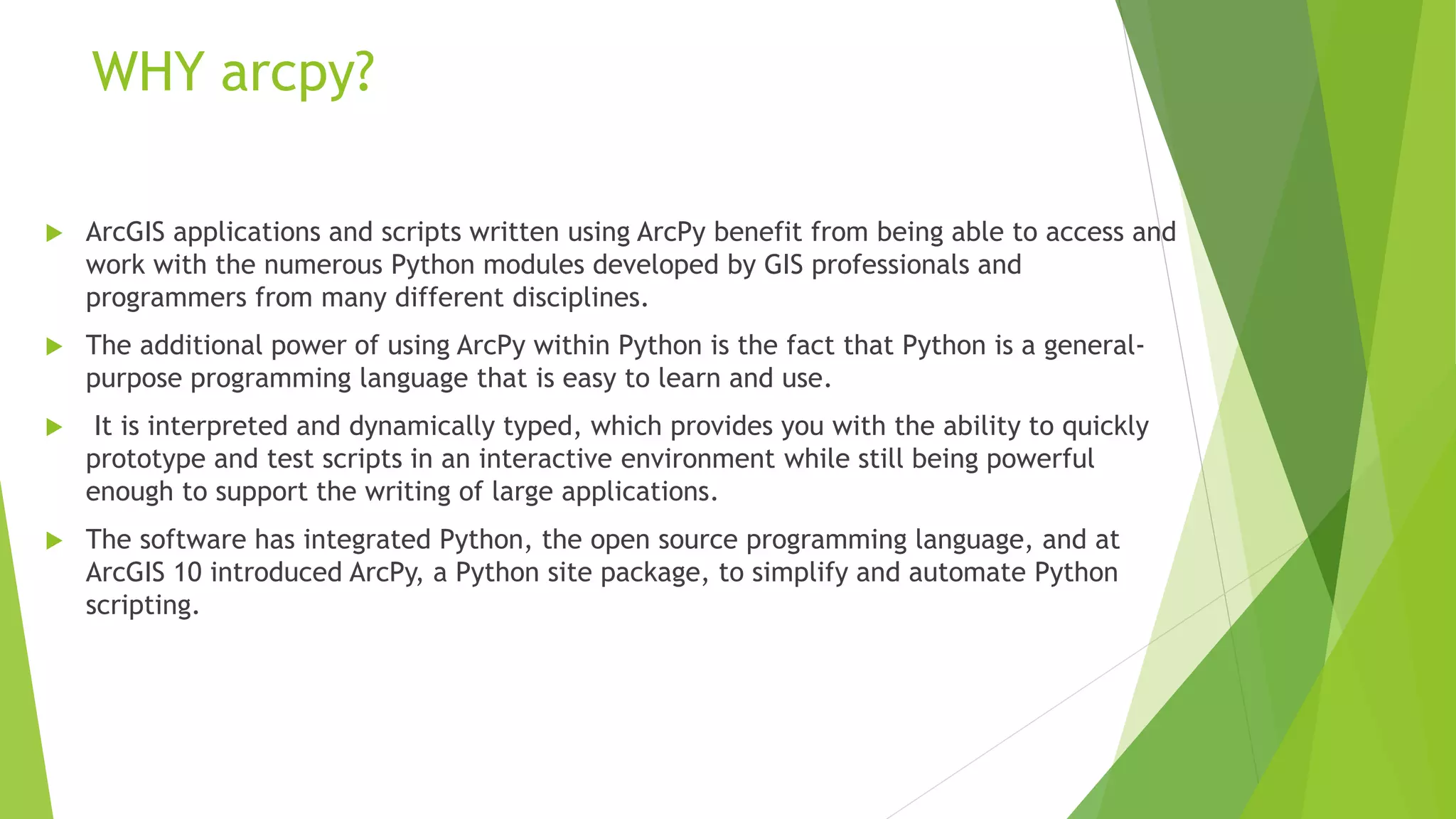 Analytics With Arcpy Package Detailing Of Mapping Module Properties And Data Management Tools Ppt