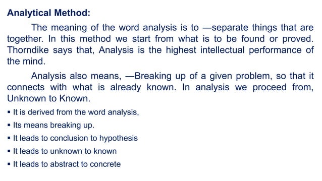 Analytic & synthetic Method | PPTX | Education