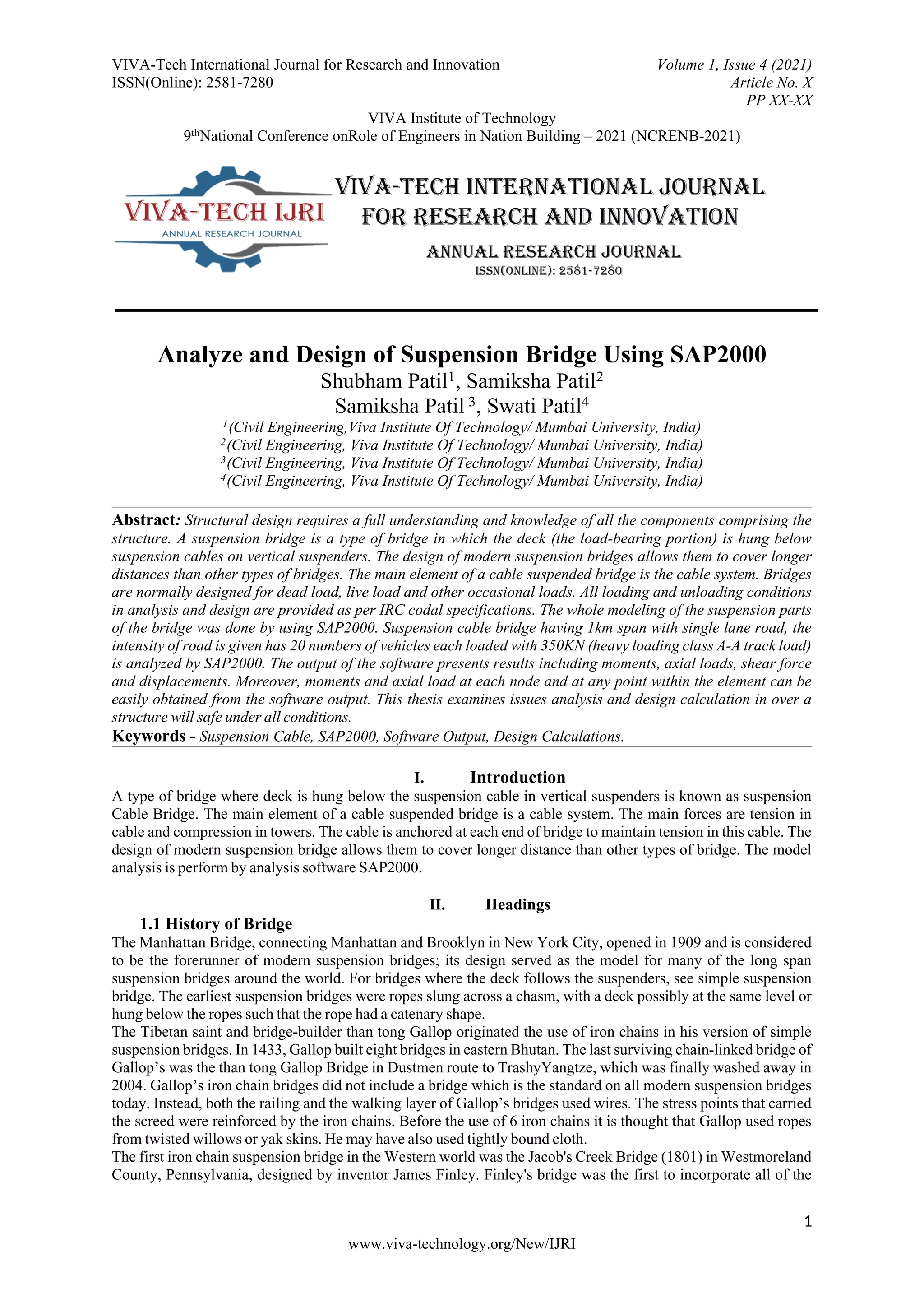 Analyze and design of suspension bridge using sap2000 | PDF