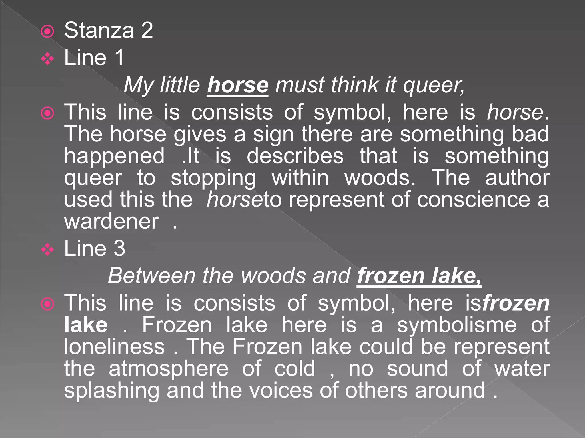Analysis poem " Stopping by Woods" by Robert Frost | PPTX