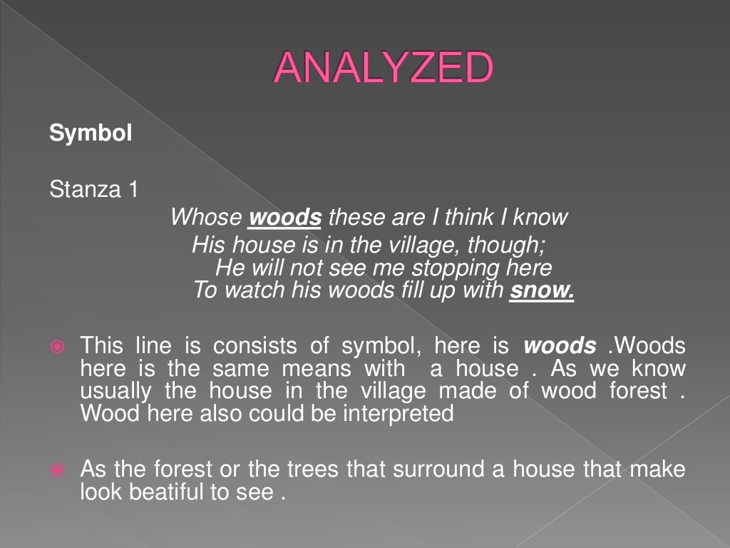 Analysis poem " Stopping by Woods" by Robert Frost