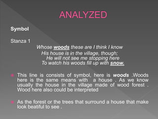 Analysis poem " Stopping by Woods" by Robert Frost | PPTX