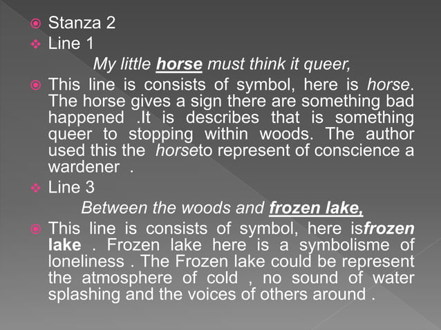 Analysis poem " Stopping by Woods" by Robert Frost | PPTX