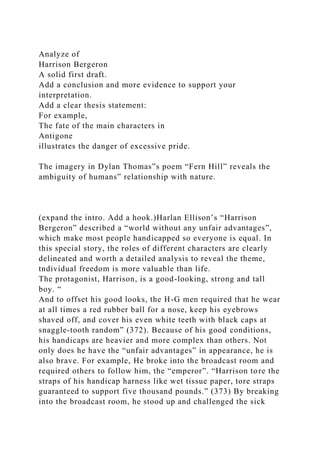 Analyze of Harrison BergeronA solid first draft.Add a conclusi.docx