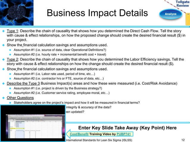 Analyze Phase Lean Six Sigma Tollgate Templates | PPTX