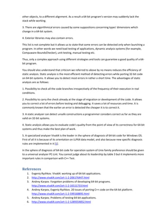 Comparison of analyzers' diagnostic possibilities at checking 64-bit code | PDF
