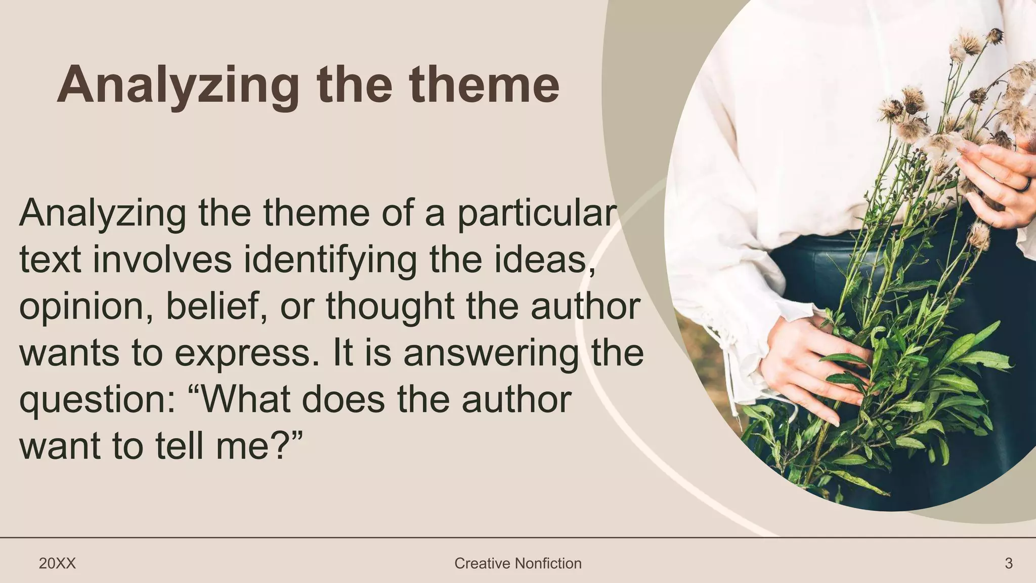 Analyze theme used in a particular text (.pptx