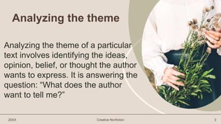 Analyze theme used in a particular text (.pptx