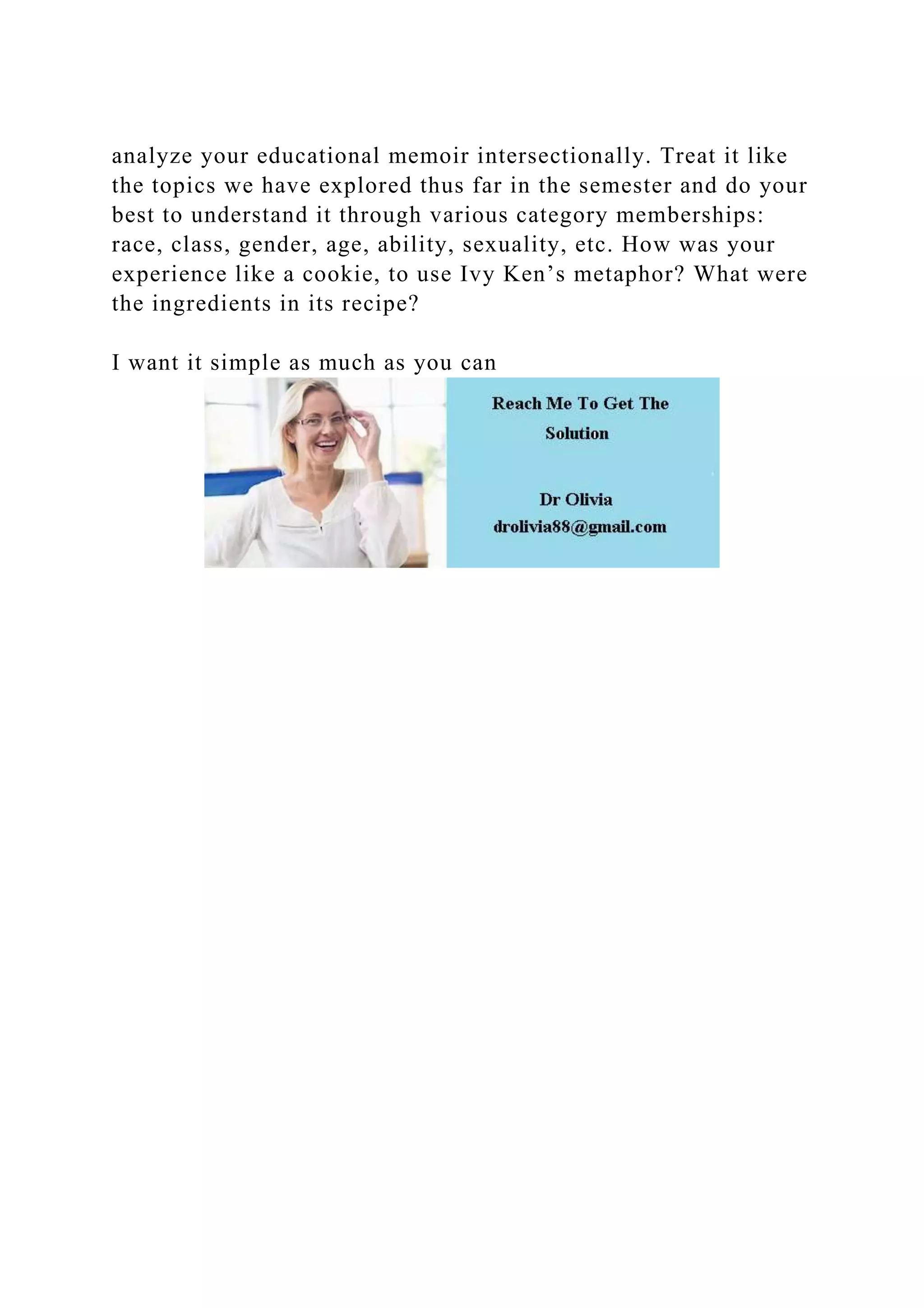 analyze your educational memoir intersectionally. Treat it like the .docx