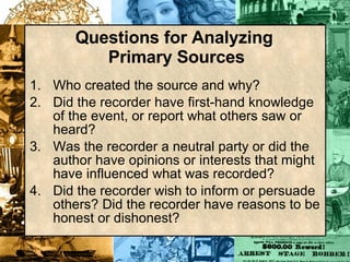 Analyzing Primary Sources | PPT