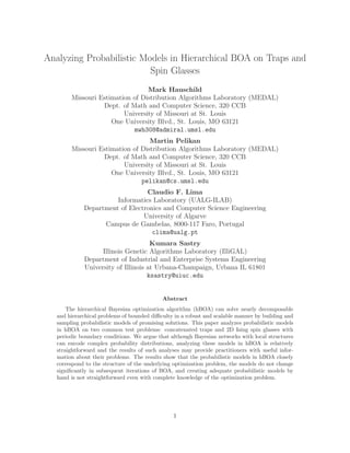 Analyzing probabilistic models in hierarchical BOA on traps and spin glasses | PPT