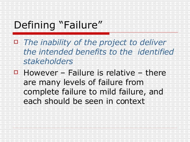 Analyzing Project Failure Modes: Lessons learnt from the field | PPT | Business | Business and ...