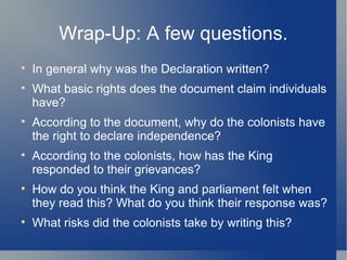 Analyzing The Declaration Of Independence | PPT